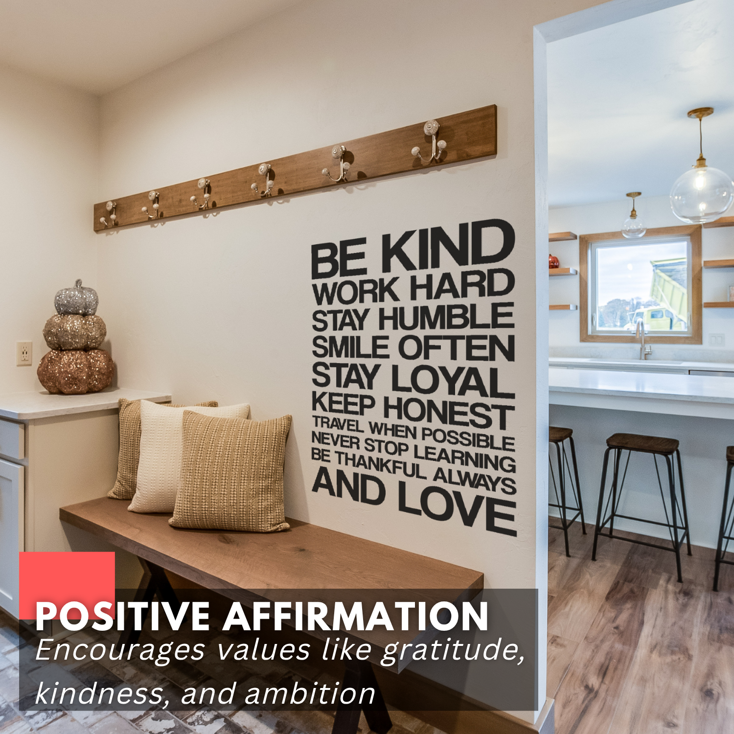 Be Kind Work Hard - Inspirational Motivational Wall Decal Sticker Quot ...