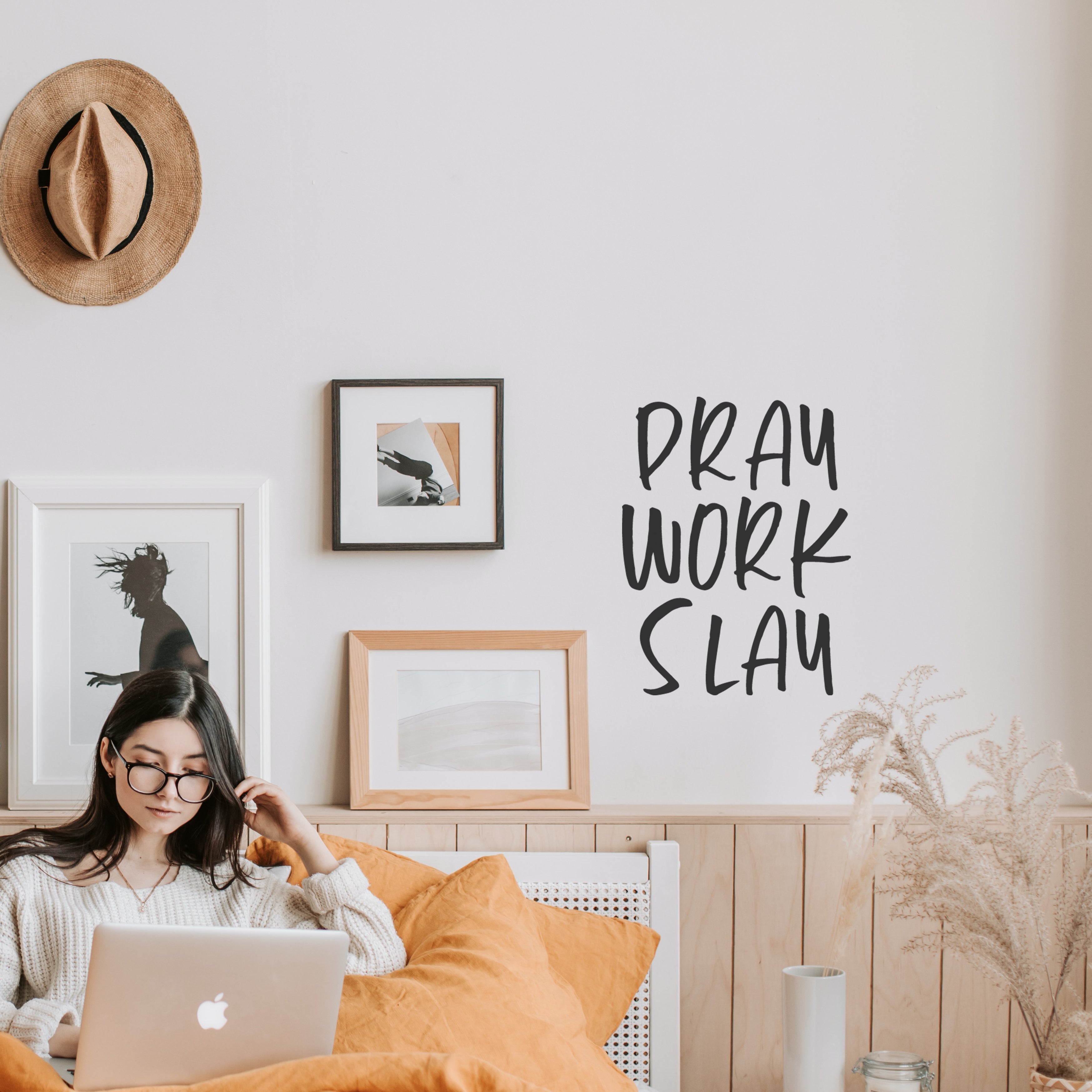 Pray Work Slay Motivational Gym Wall Decal Quote for Home Gym Yoga Exe ...