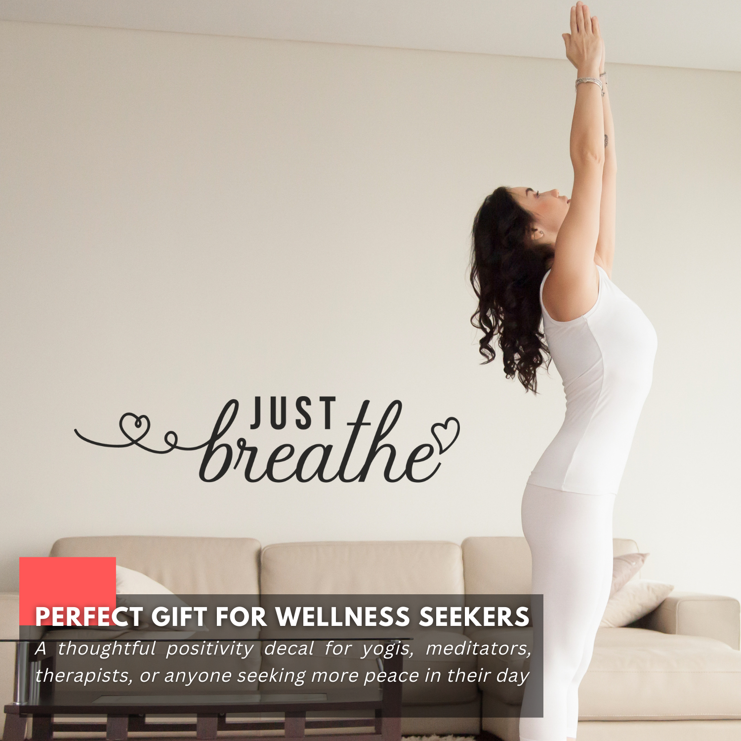 Just Breathe - Inspirational Motivational Wall Decal Sticker Quote Vin ...