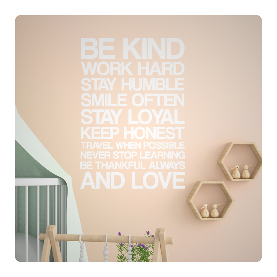 Be Kind Work Hard - Inspirational Motivational Wall Decal Sticker Quot ...